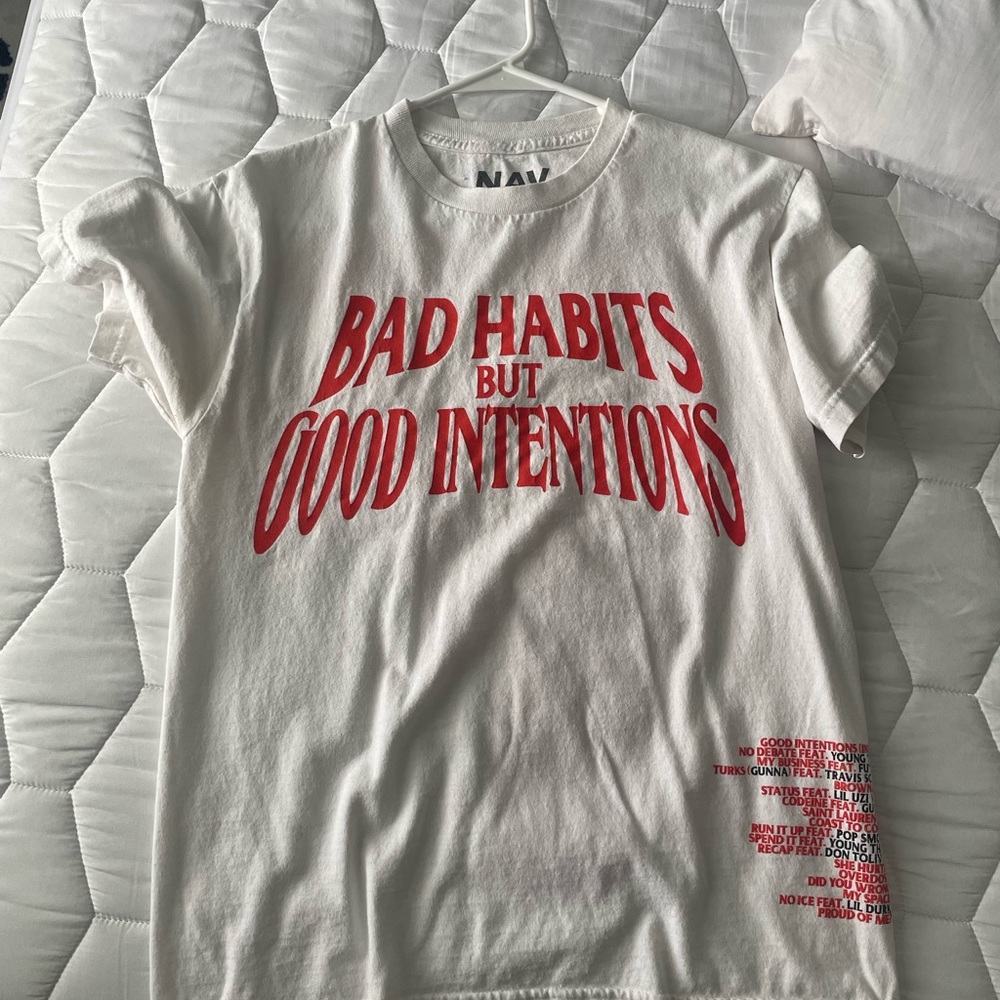 Vlone X Nav “Bad Habits But Good Intentions” White Si… - Gem